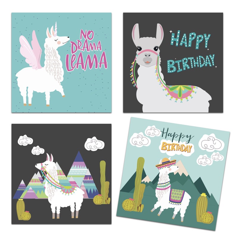 Lama Postcards Set of 4 Postcards Set Birthday Cards | Etsy