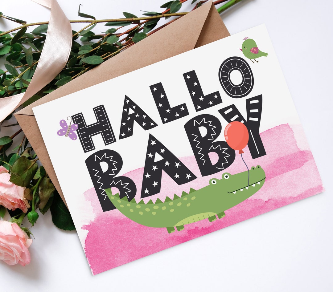 Postal Bebé Hola Baby Girl, Regalo de Bebé, Regalo para el Nacimiento ...