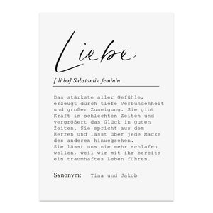 Poster LIEBE DEFINITION personalisiert mit Namen für Paare Geschenk für ...