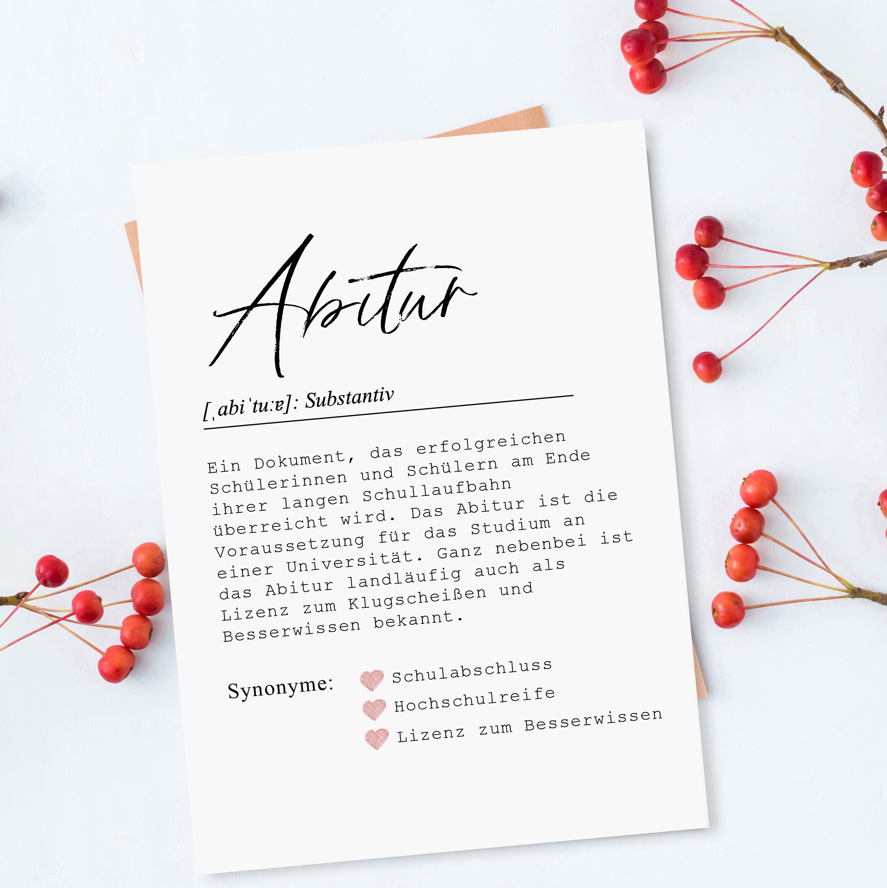 Postkarte ABITUR Definition inkl. Briefumschlag Abitur | Etsy