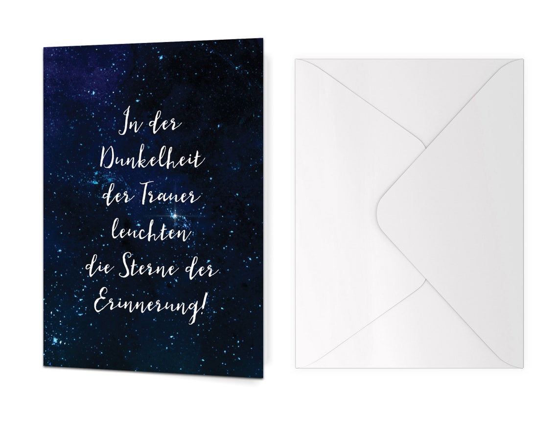 Mourning Card With Envelope "stars", Condolence Cards, Sympathy Cards ...