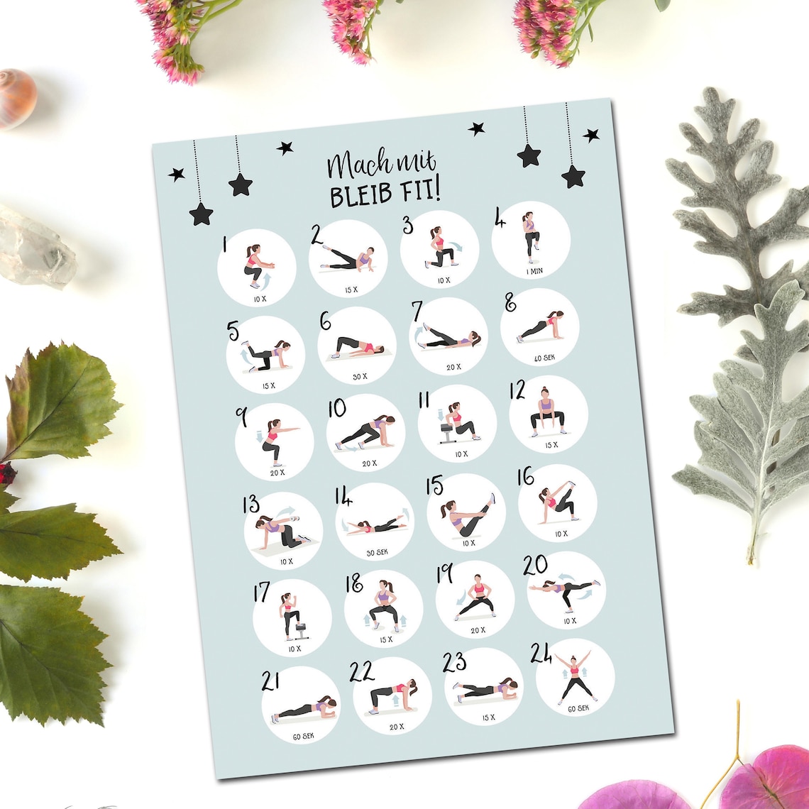 Nastami Fitness Adventskalender Postkartenformat DIN A6 - Etsy.de