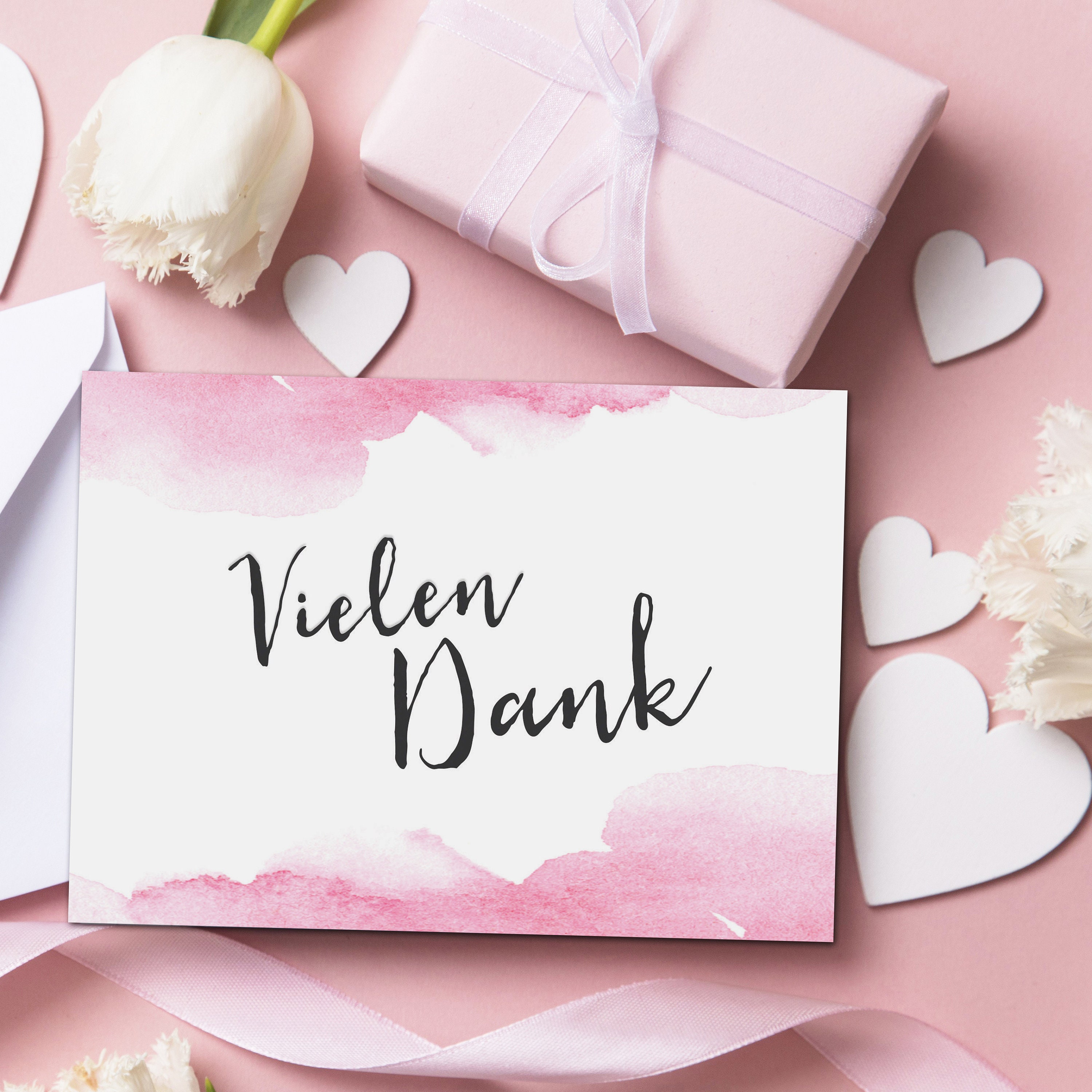 50 Karten "Vielen Dank", Aquarell Karte Danke, Dankeskarte Hochzeit ...