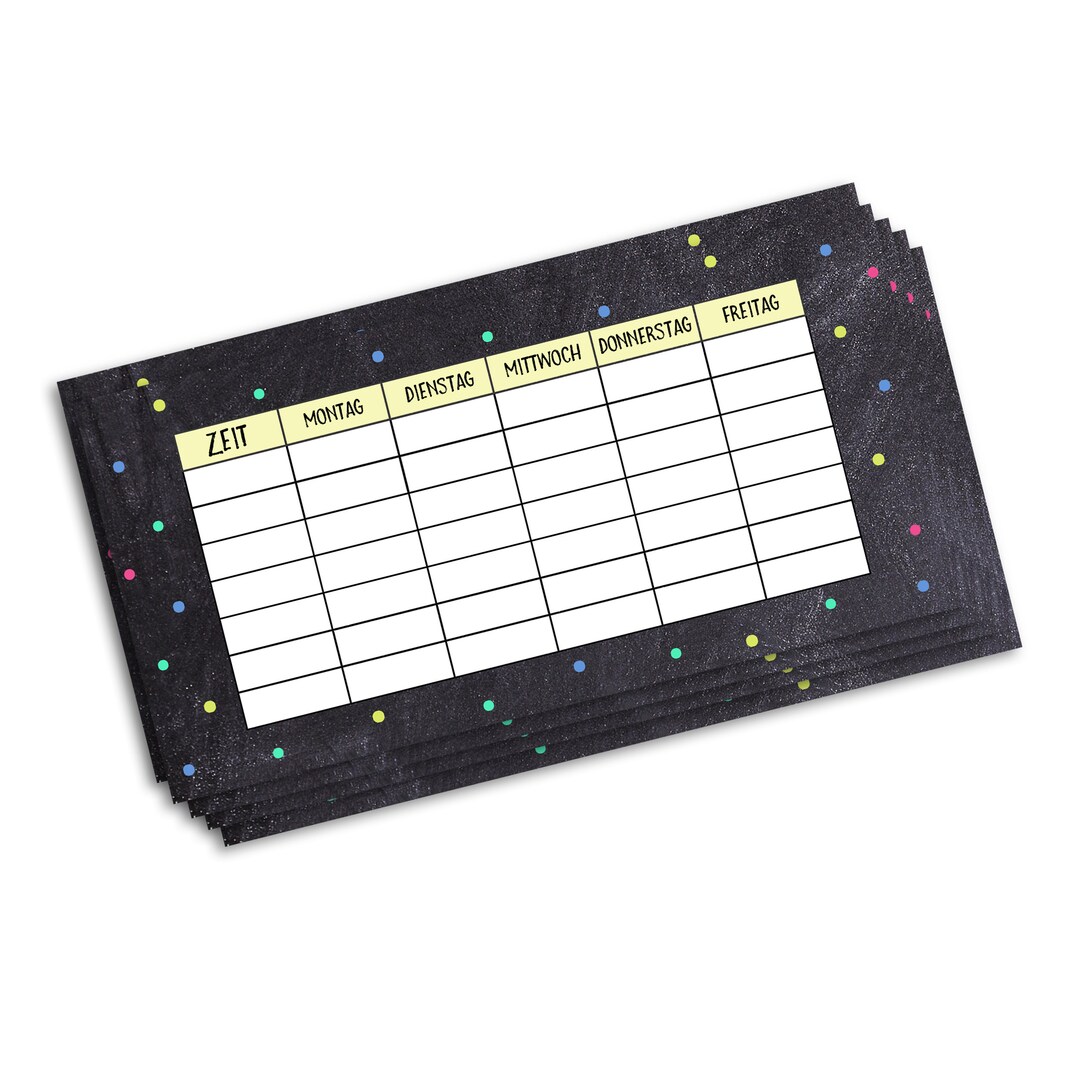 5 X Timetable for Pencil Cases POINTS, Timetable for School Bags, Back ...