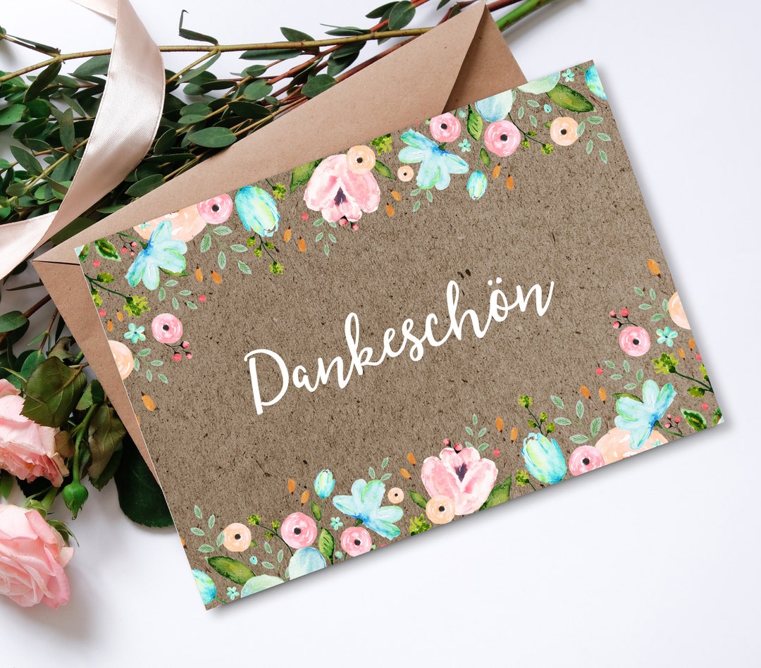 Postkarte "Dankeschön", Danke Grußkarte, Karte Danke, Dankeskarte ...