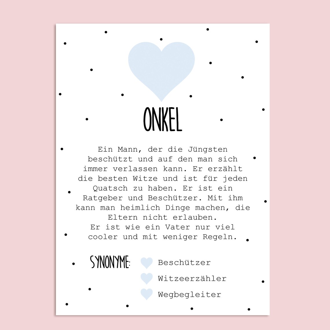 Postkarte ONKEL Definition inkl. Briefumschlag ONKEL Geschenk Du wirst ...