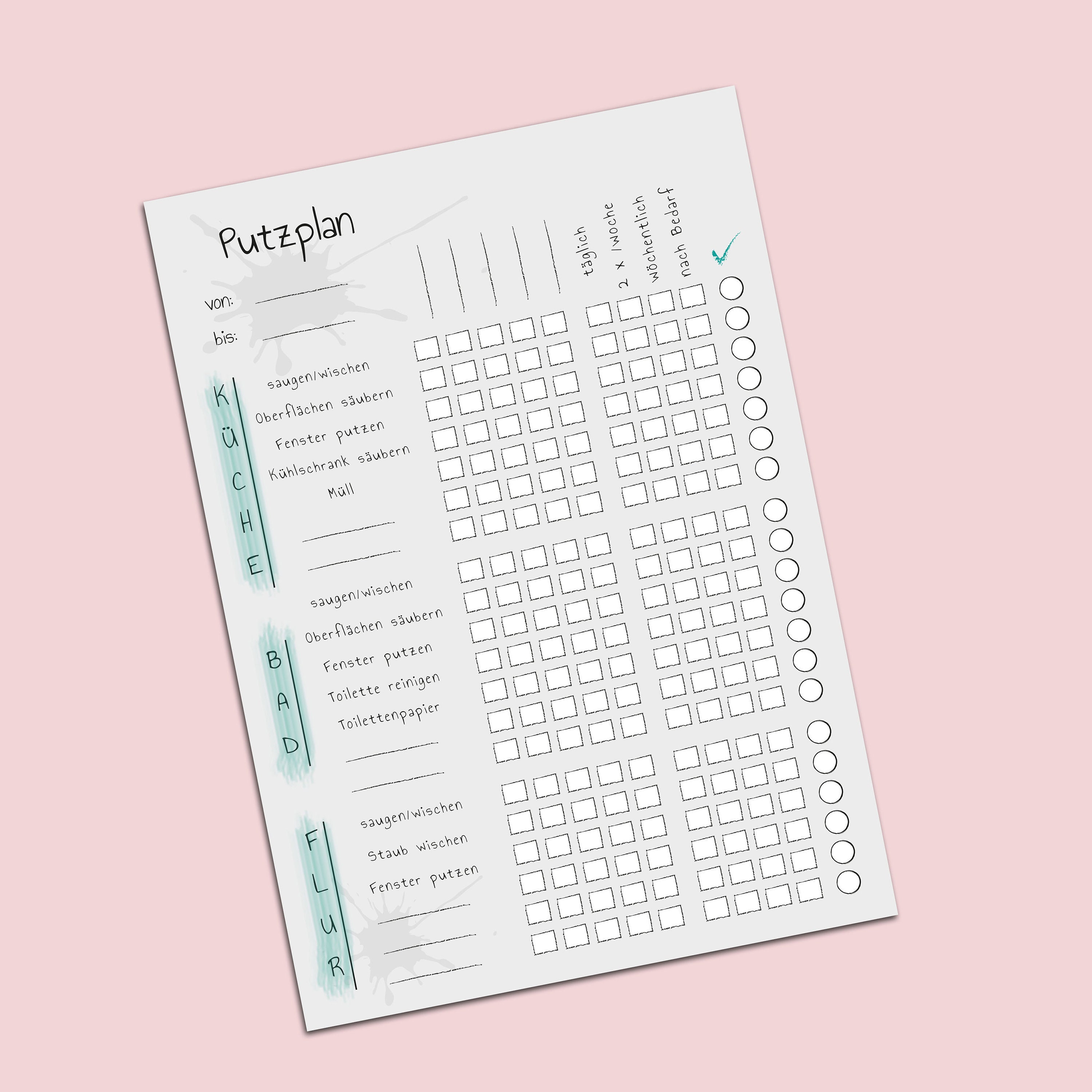 Putzplan Vorlage, WG Putzplan Block 50 Blatt, Haushaltsplaner ...