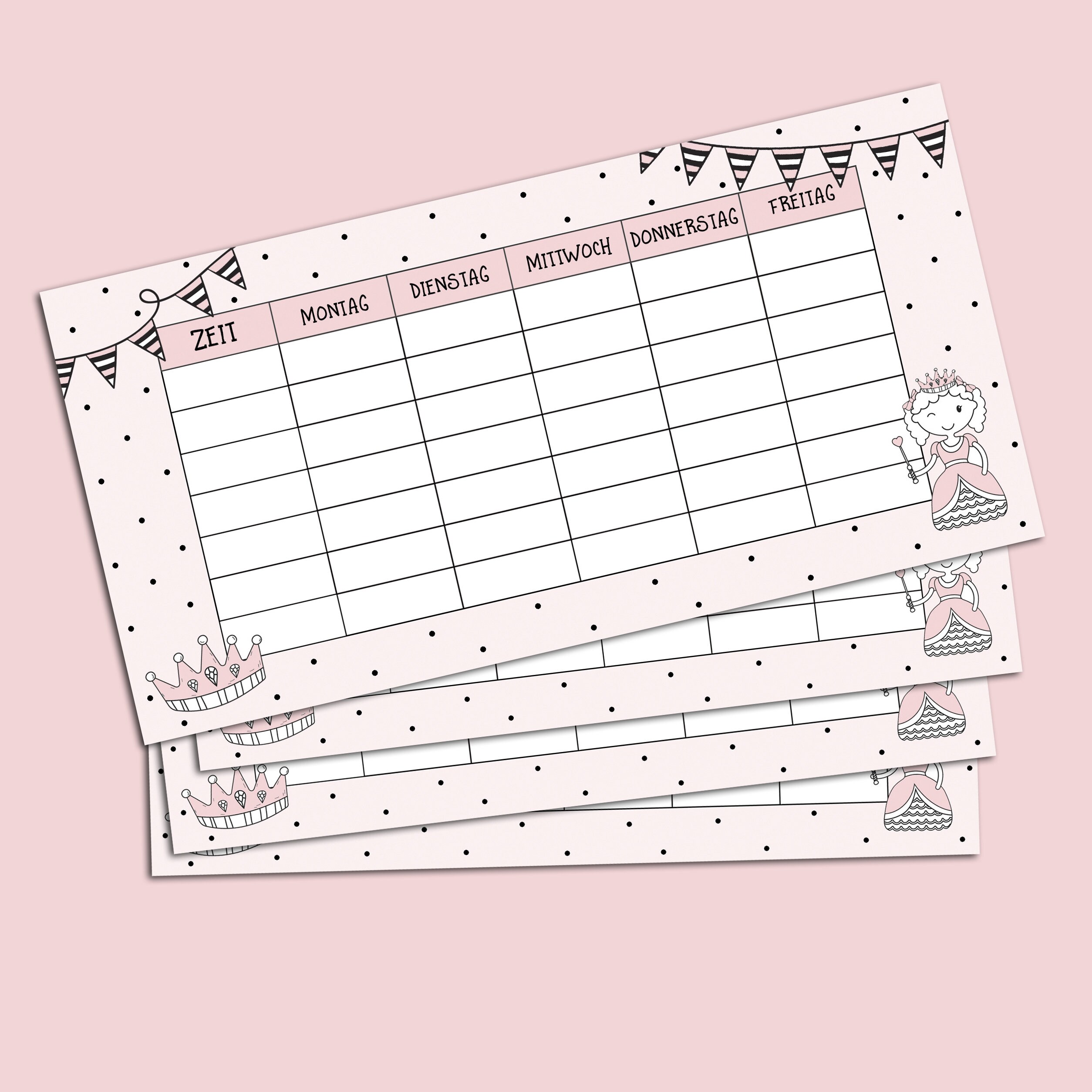 5 x timetable for pencil case PRINCESS timetable for school | Etsy