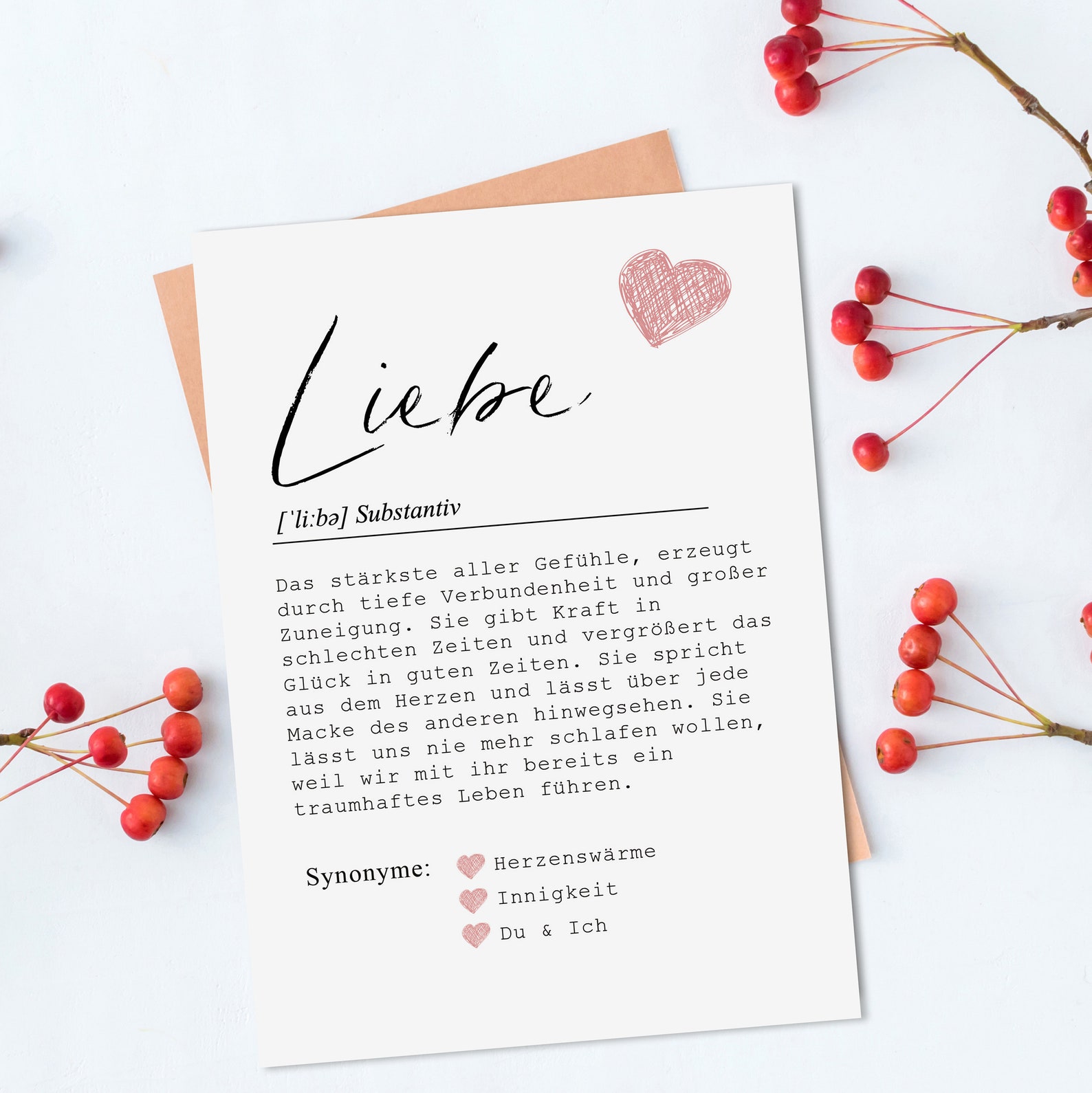 Postkarte LIEBE Definition inkl. Briefumschlag Valentinstag - Etsy.de