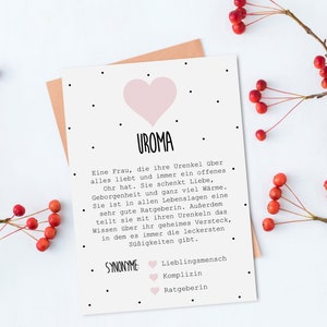 Postkarte UROMA Definition inkl. Briefumschlag Uroma Geschenk ...