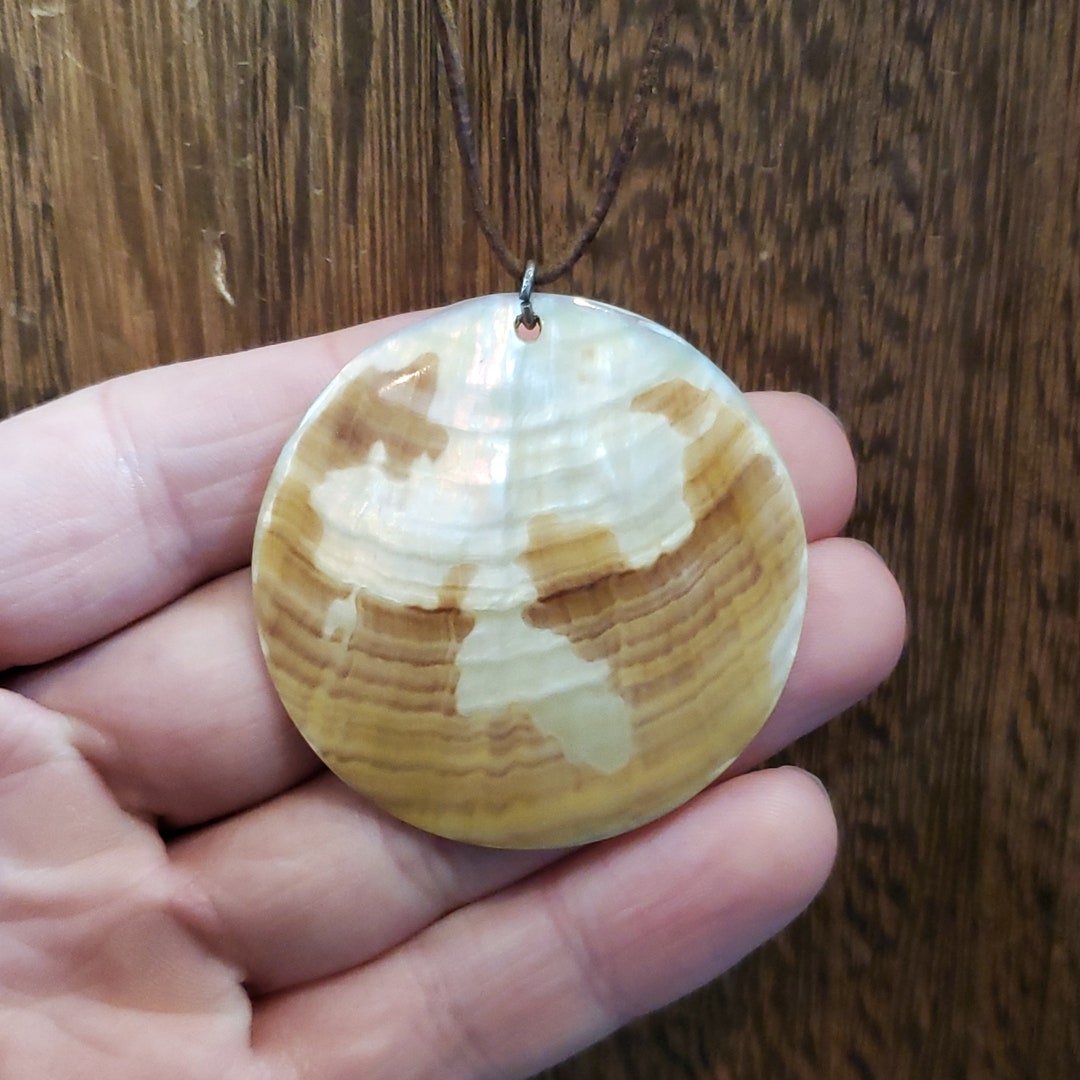 20 Inch Sterling Silver & Leather Large Shell Pendant Necklace - Etsy