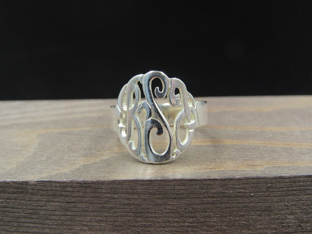 Size 8.75 Sterling Silver RSG Initial Band Ring Vintage Statement ...