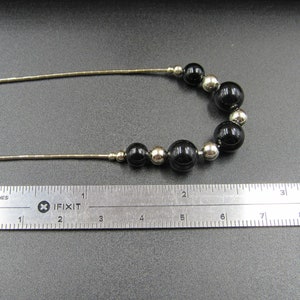 18" Sterling Silver Segmented Black Orb Necklace Vintage Minimalist ...
