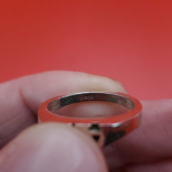 Size 6.75 925 Sterling Silver Greek Letters Ring - Gem