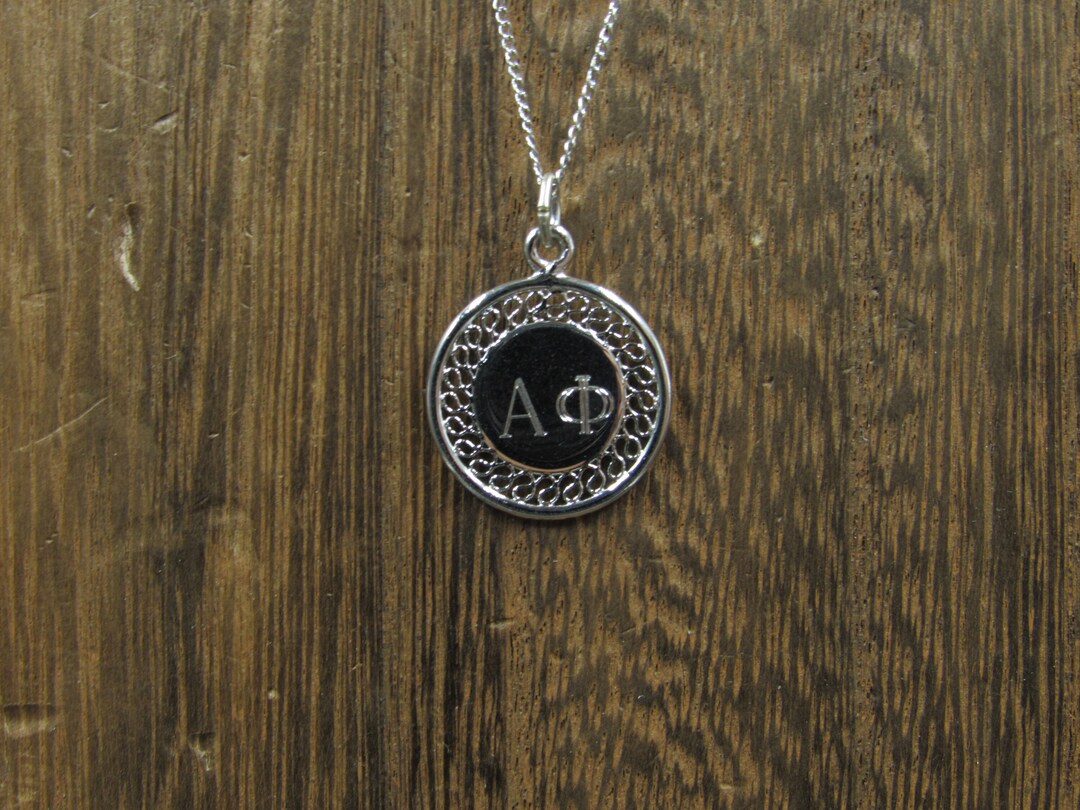 20" Sterling Silver Bright Greek Letter Pendant Necklace Vintage ...