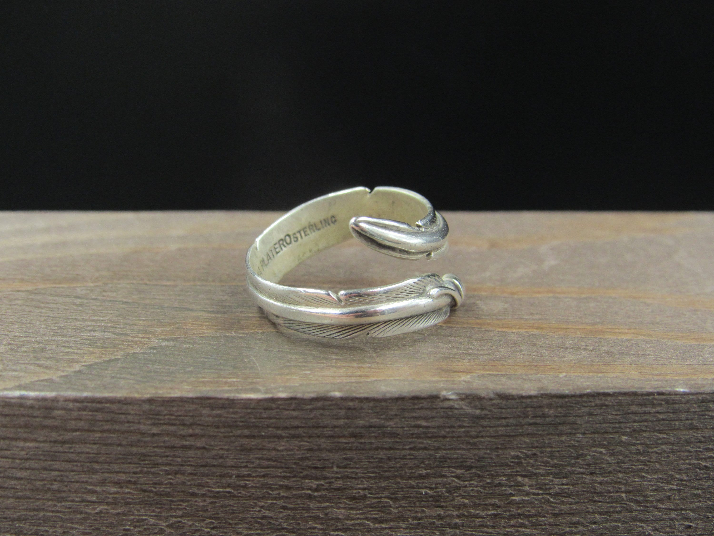 Size 6.75 Sterling Silver Lena Platero Feather Wrap Band Ring Vintage ...