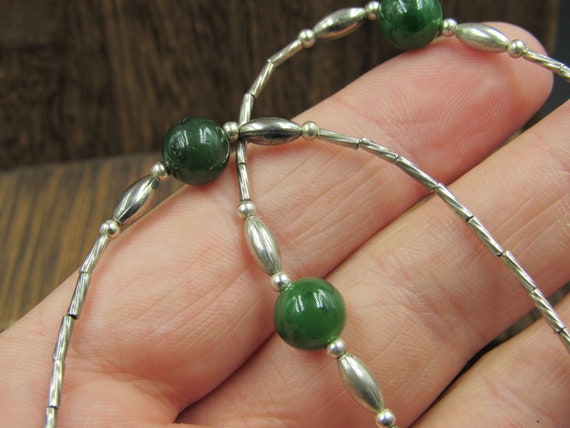 16" Sterling Silver Chrysoprase Stone Orbs Necklace V… - Gem