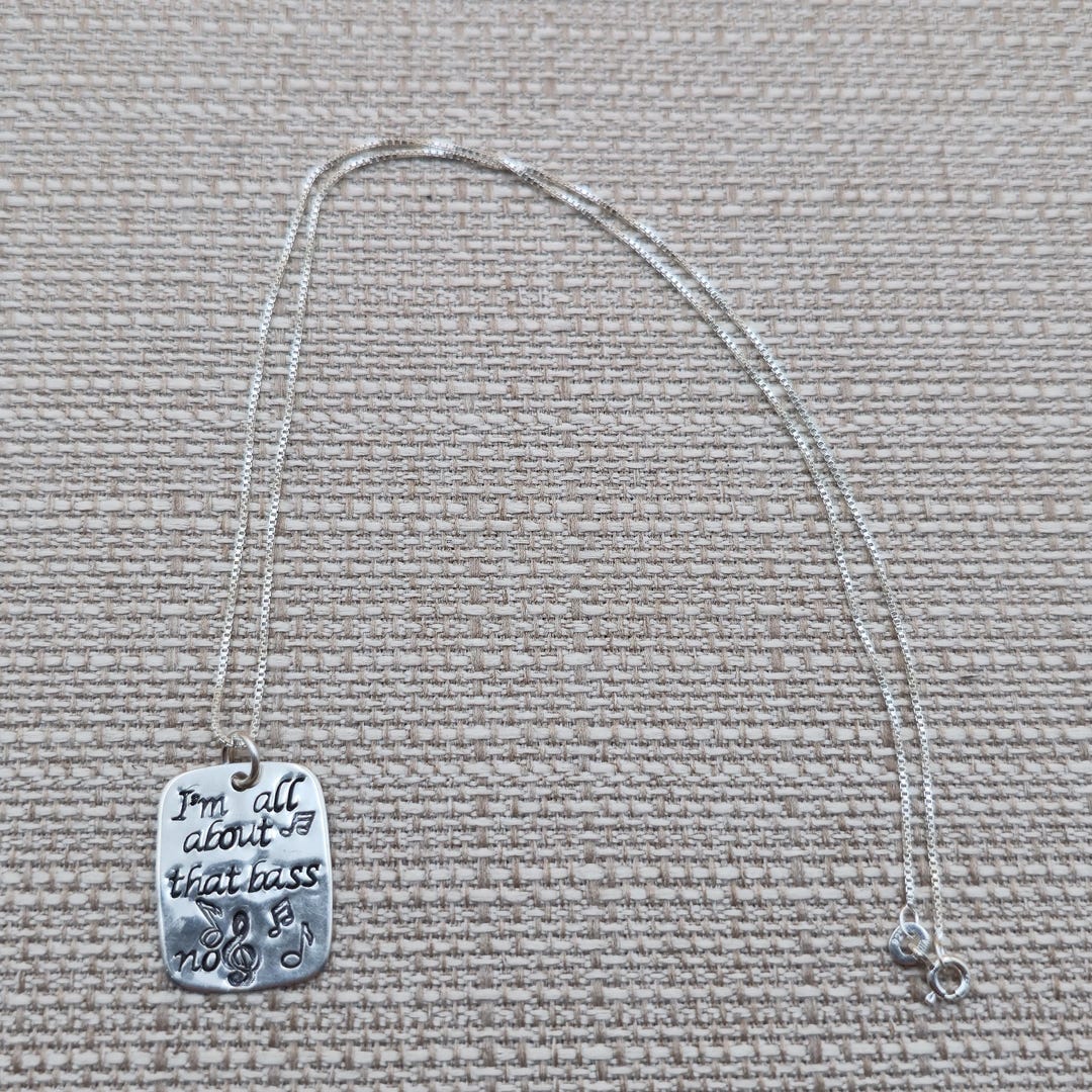 18 Inch Sterling Silver I'm All About That Bass Pendant Necklace A5185 ...