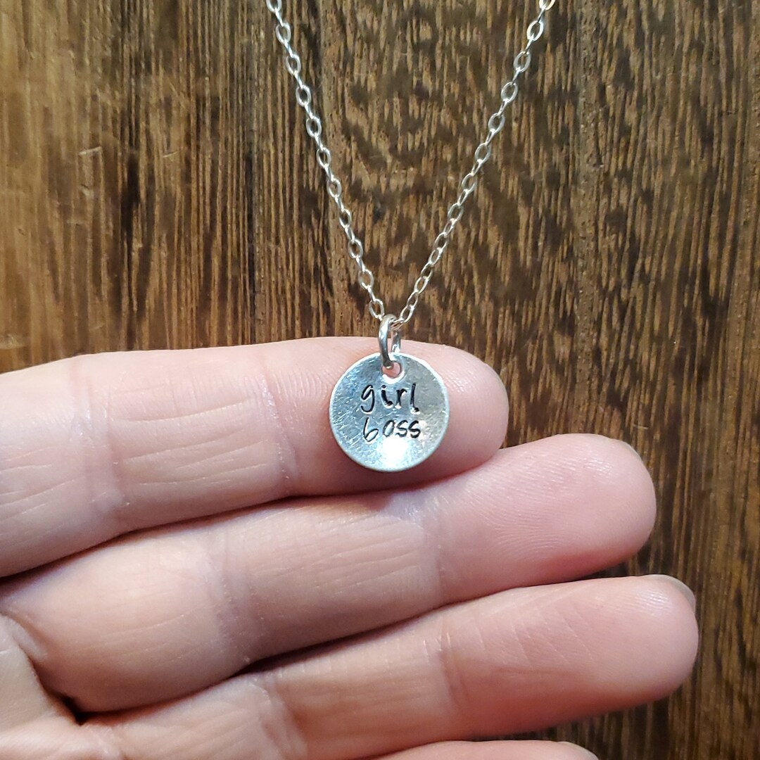 18 Inch 925 Sterling Silver Girl Boss Pendant Necklace - Etsy