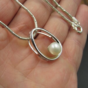 16 Inch Sterling Silver Singular White Pearl Fancy Necklace - Etsy