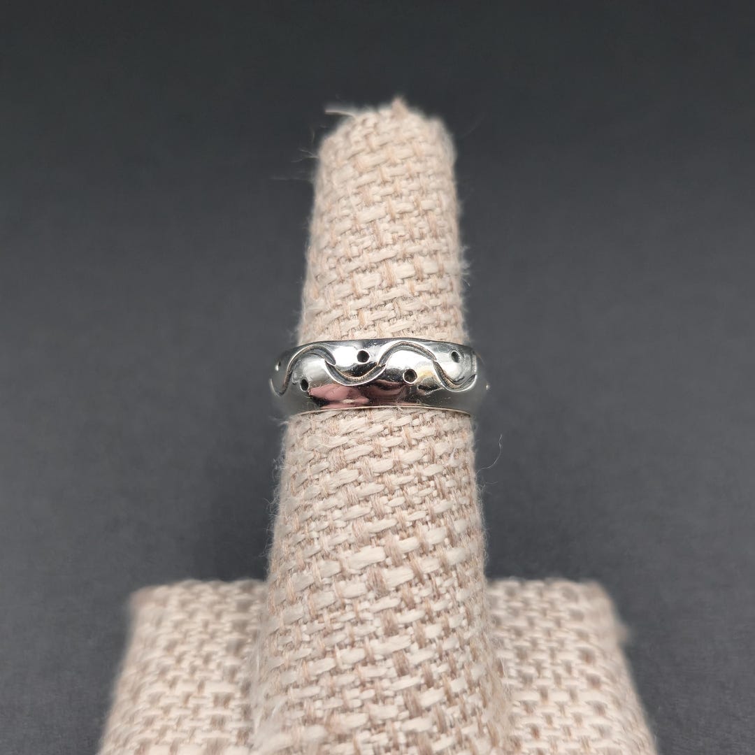 Size 6.25 Sterling Silver Thick Fun Pattern Band Ring A6789 - Etsy
