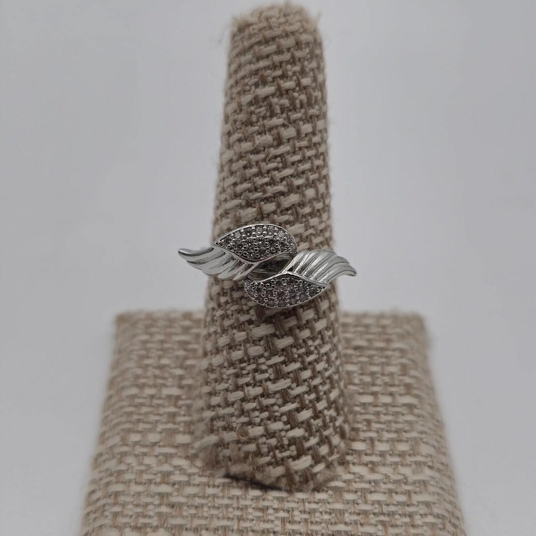 Size 7.75 Sterling Silver Cubic Zirconia Gem Wings Ring A3829 - Etsy