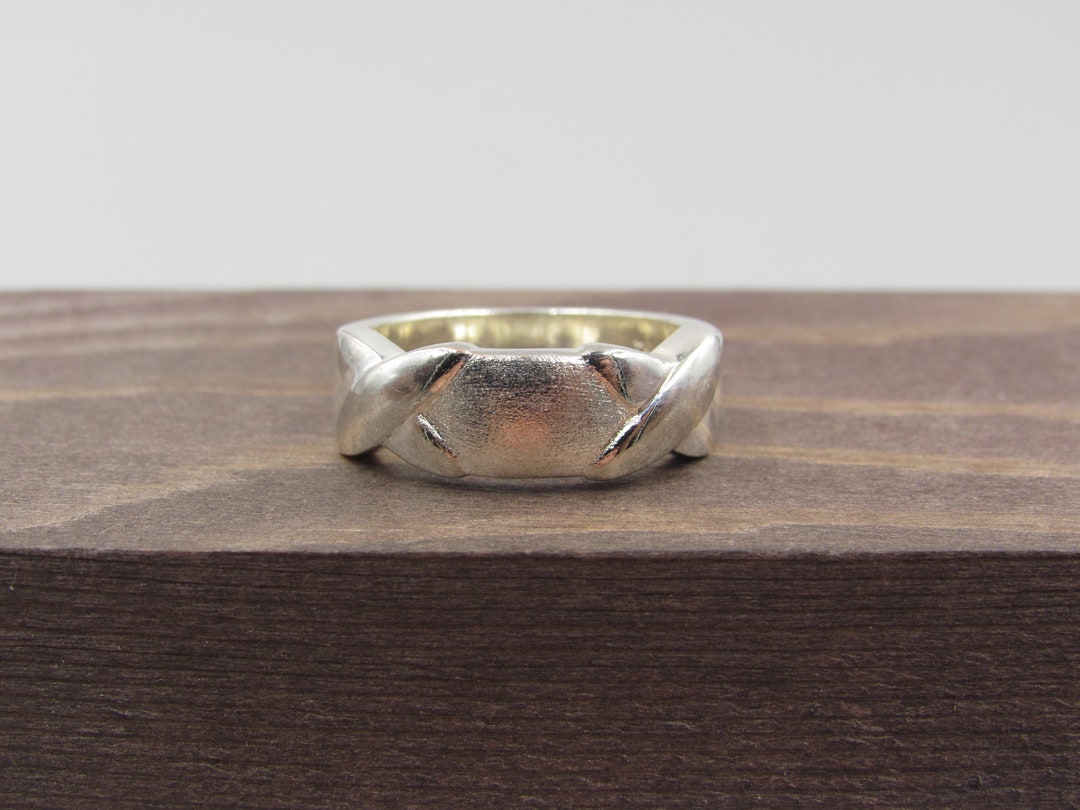 Size 7.75 Sterling Silver Cool X Style Band Ring Vintage Statement ...