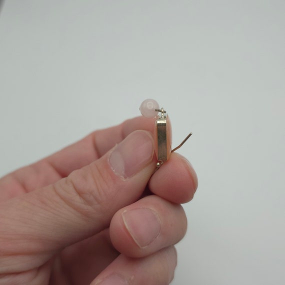 925 Sterling Silver Peach Stone With Rose Quartz Dang… - Gem