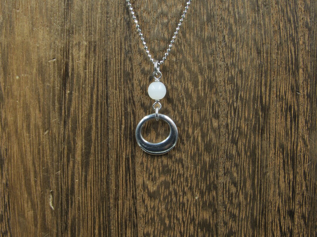 18" Sterling Silver Small Stone and Odd Circle Necklace Vintage ...