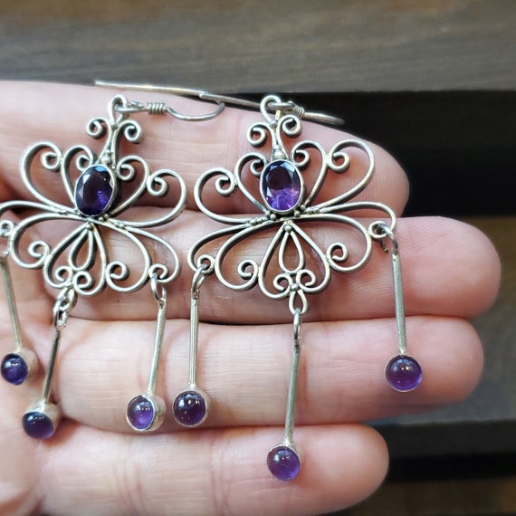 925 Sterling Silver Unique Tarnished Amethyst Gemston… - Gem 925 Sterling Silver Unique Tarnished Amethyst Gemston… - Gem
