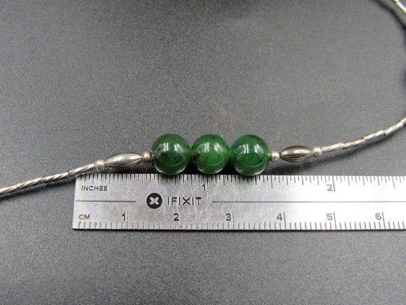 16" Sterling Silver Chrysoprase Stone Orbs Necklace V… - Gem