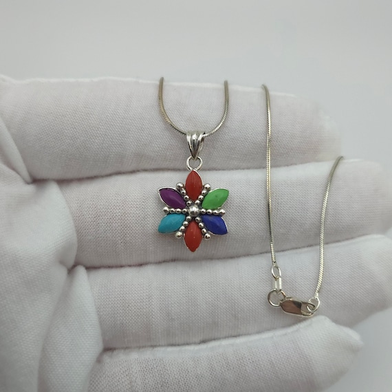 16 Inch 925 Sterling Silver Star Of Stones Necklace - Gem