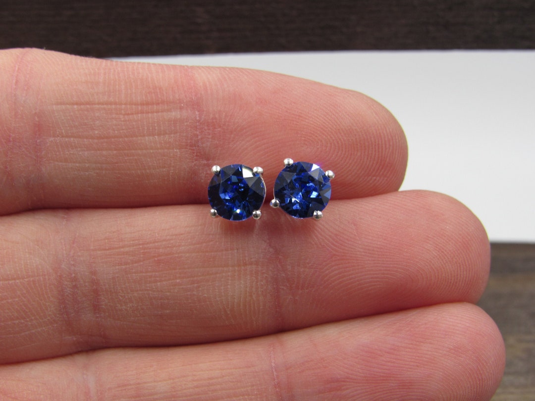 Sterling Silver Blue Crystal Stud Earrings Vintage Wedding - Etsy