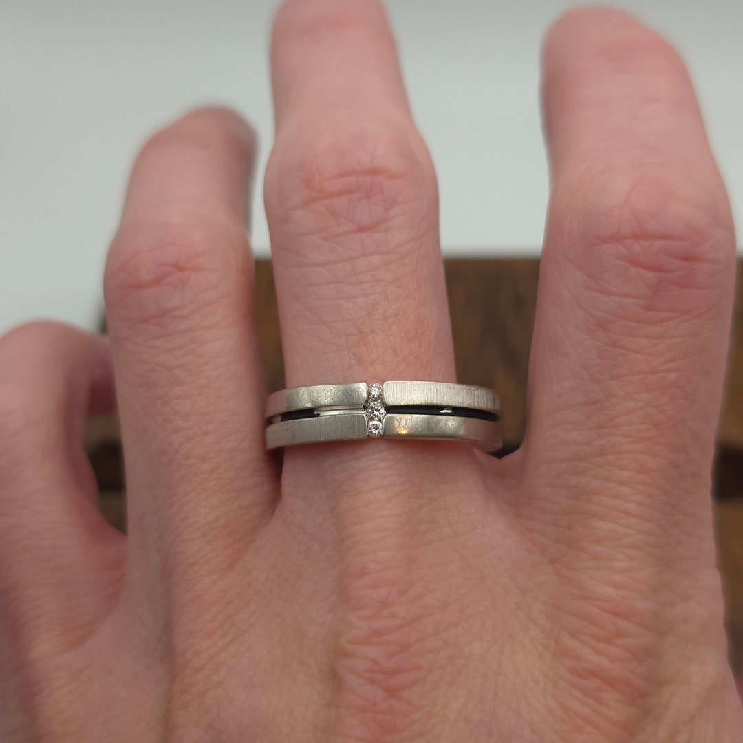 Size 12.25 P4SR Metal Triple Genuine Diamond Rustic Ring - Etsy