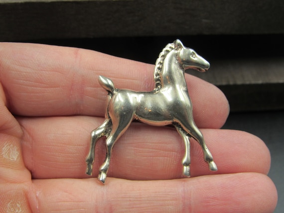 Sterling Silver Baby Horse Animal Pin Brooch - Gem