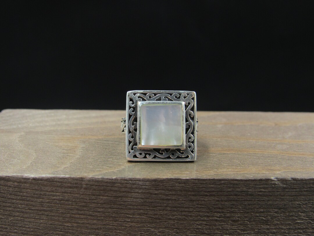 Size 5 Sterling Silver Tocara Fancy Square Shell Band Ring Vintage ...