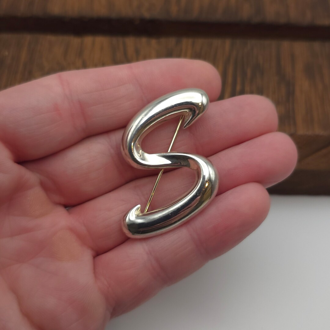 Sterling Silver Large Letter S Name Pin Brooch A254 - Etsy
