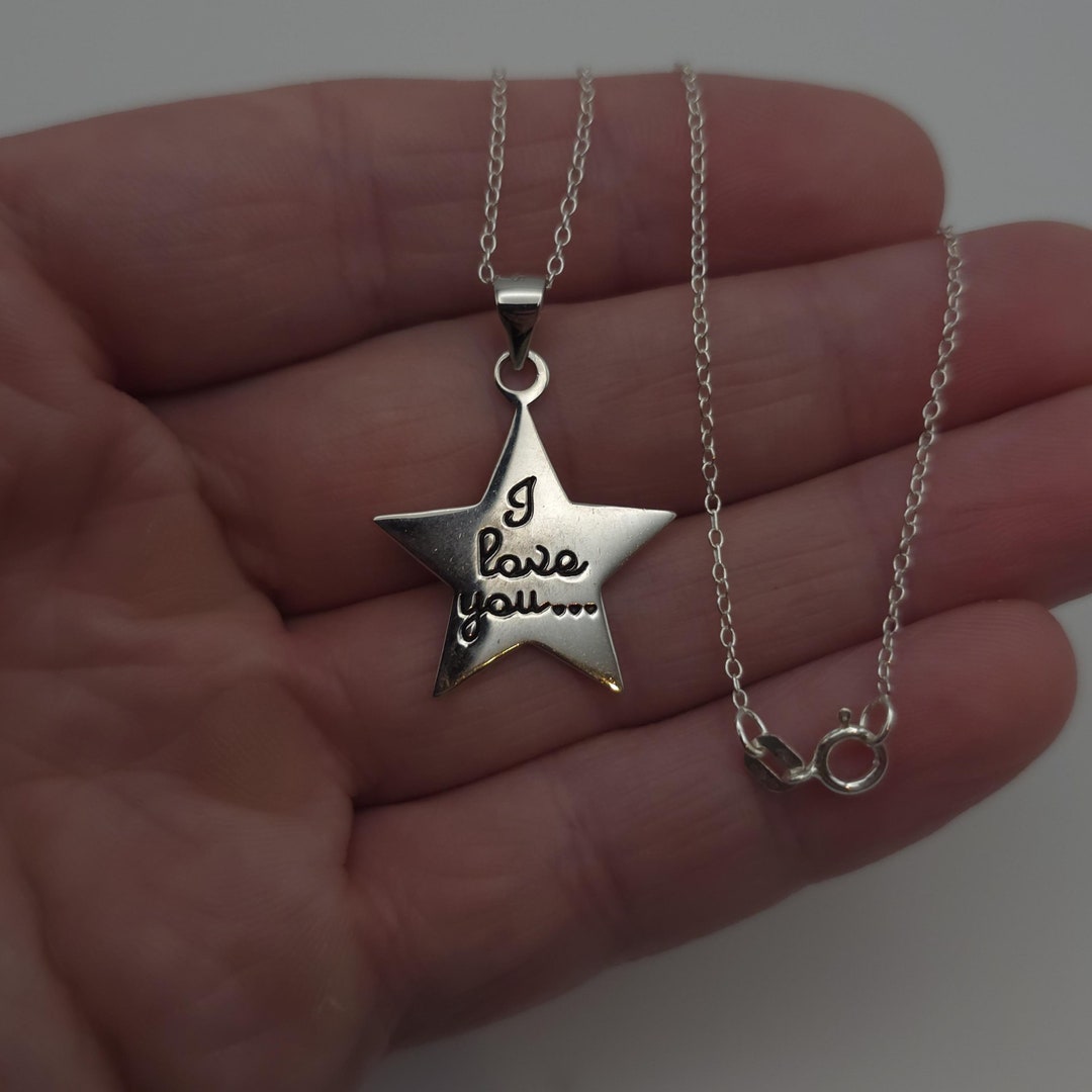 16 Inch Sterling Silver I Love You Star Necklace A1124 - Etsy