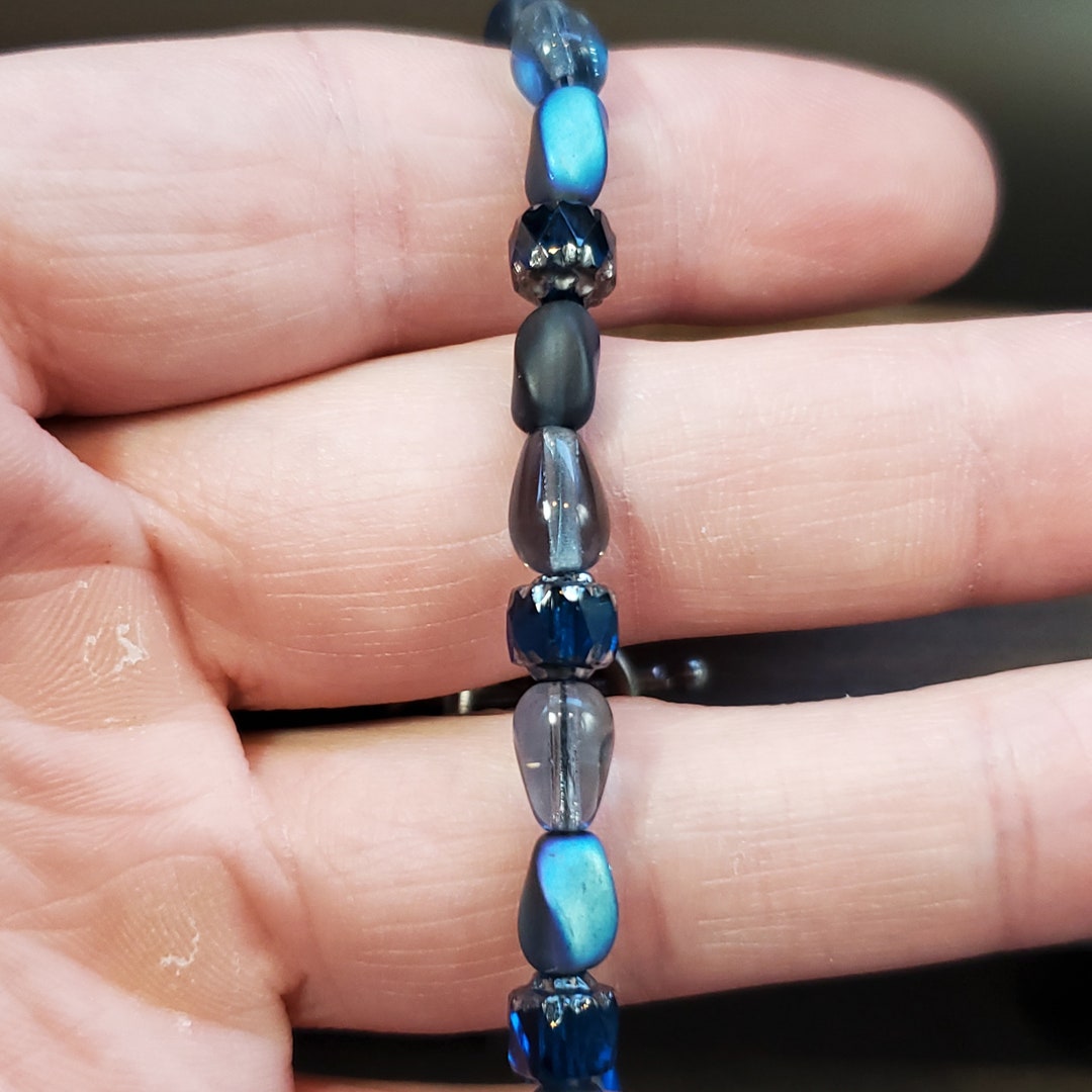 7 Inch Sterling Silver Unique Colors Glass and Crystal Bracelet - Etsy