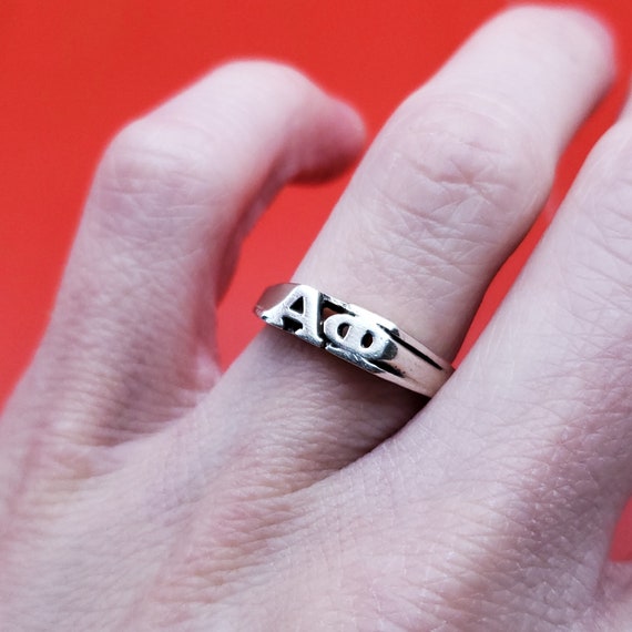 Size 6.75 925 Sterling Silver Greek Letters Ring - Gem