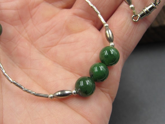 16" Sterling Silver Chrysoprase Stone Orbs Necklace V… - Gem