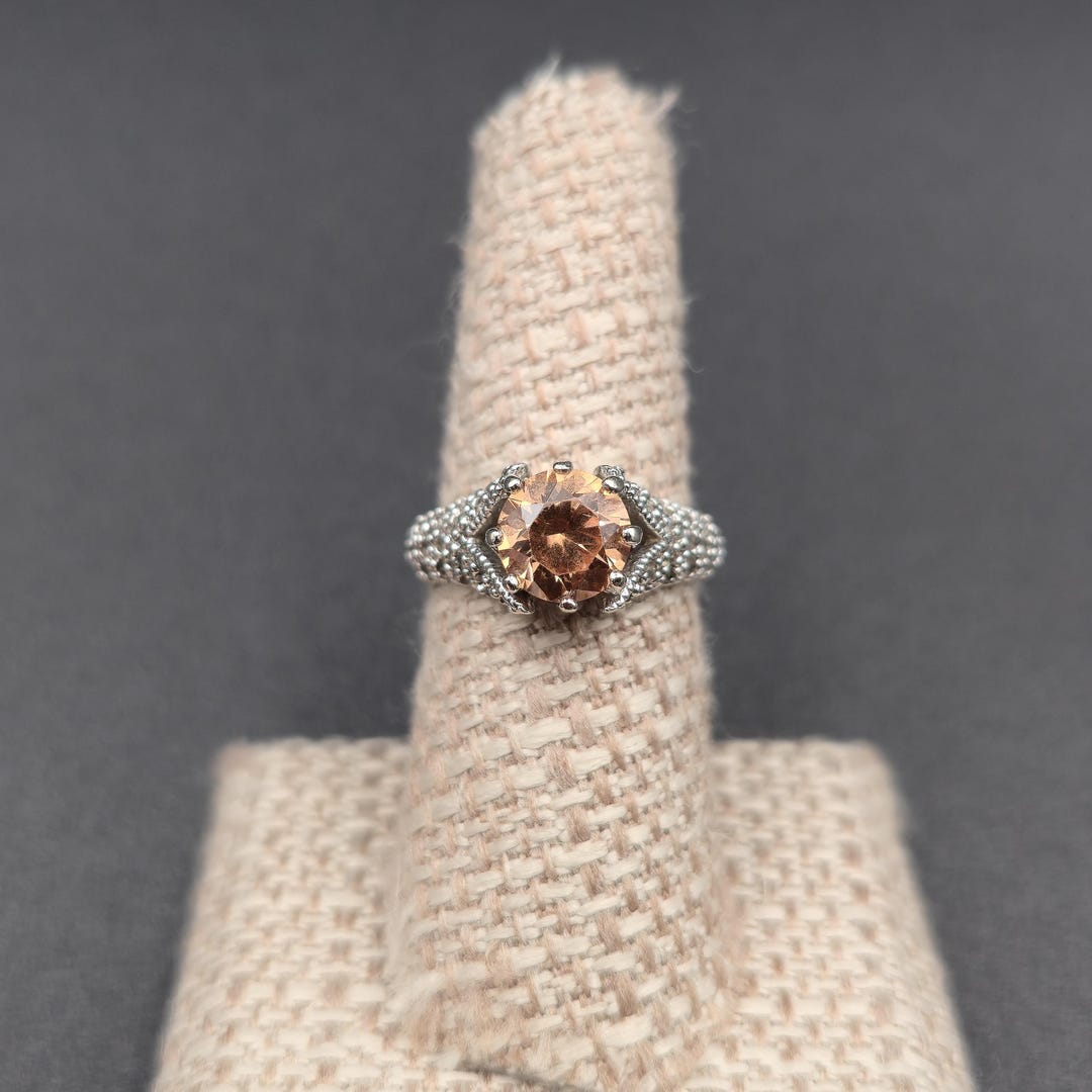 Size 7 Sterling Silver Brown Cream Cubic Zirconia Gem Band Ring A6184 ...