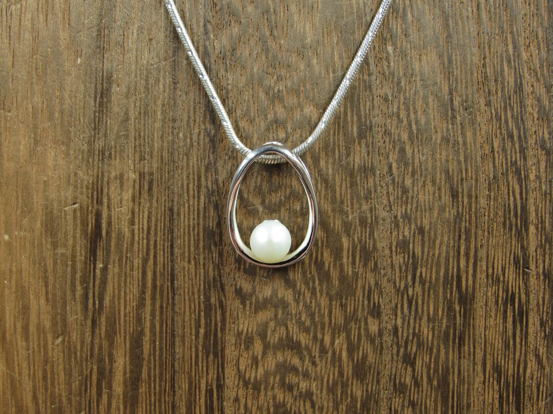 16 Inch Sterling Silver Singular White Pearl Fancy Necklace - Etsy