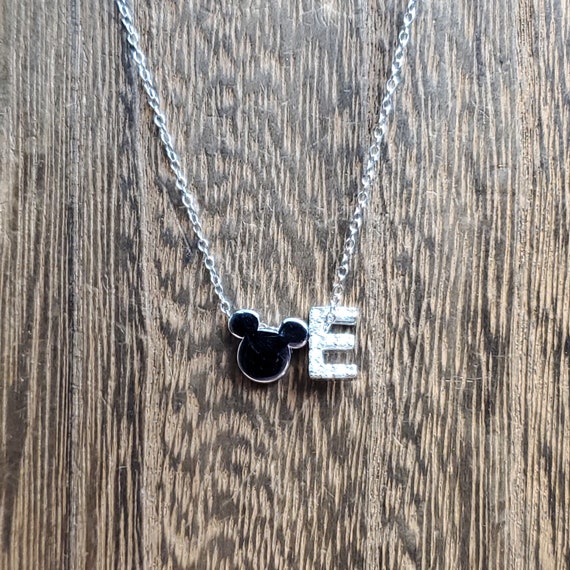 18 Inch Sterling Silver Disney Letter E Necklace - Gem