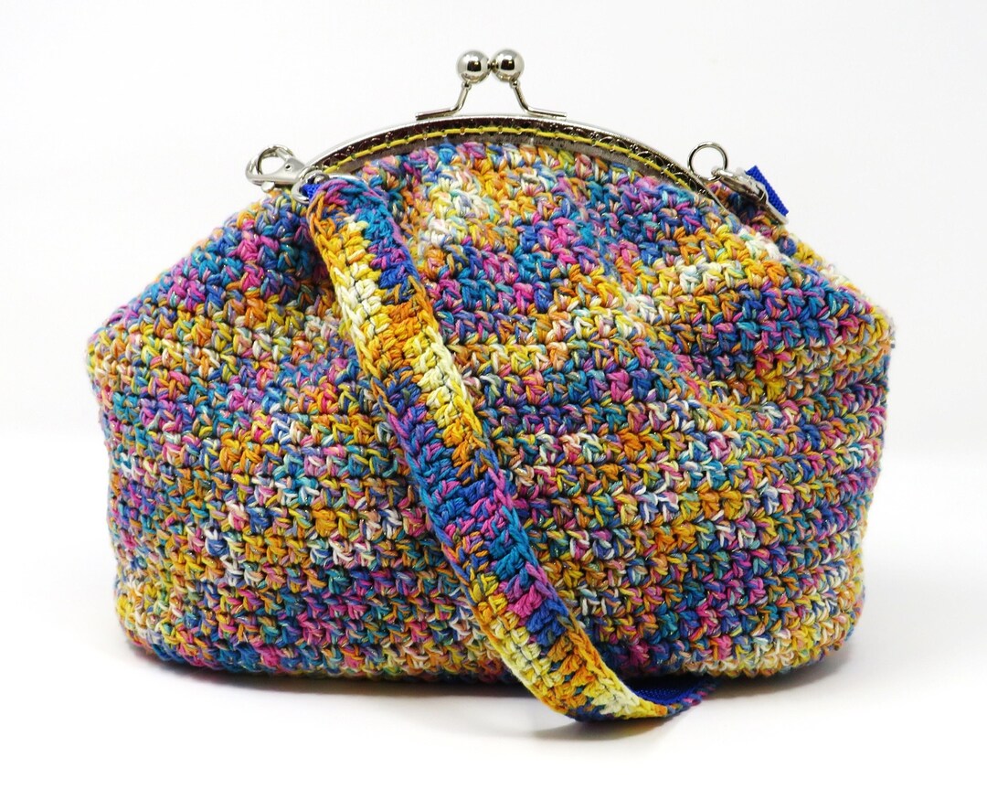 Colorful Handbag With Clip Closure, Gamaguchi, Summer Bag, Shoulder Bag ...