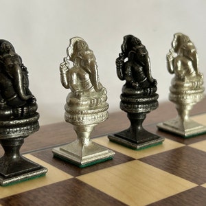 Pewter Indian Chess Set: Ancient Sculpture Figures, Elephant Chessmen ...