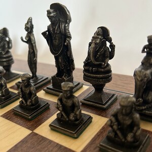 Pewter Indian Chess Set: Ancient Sculpture Figures, Elephant Chessmen ...