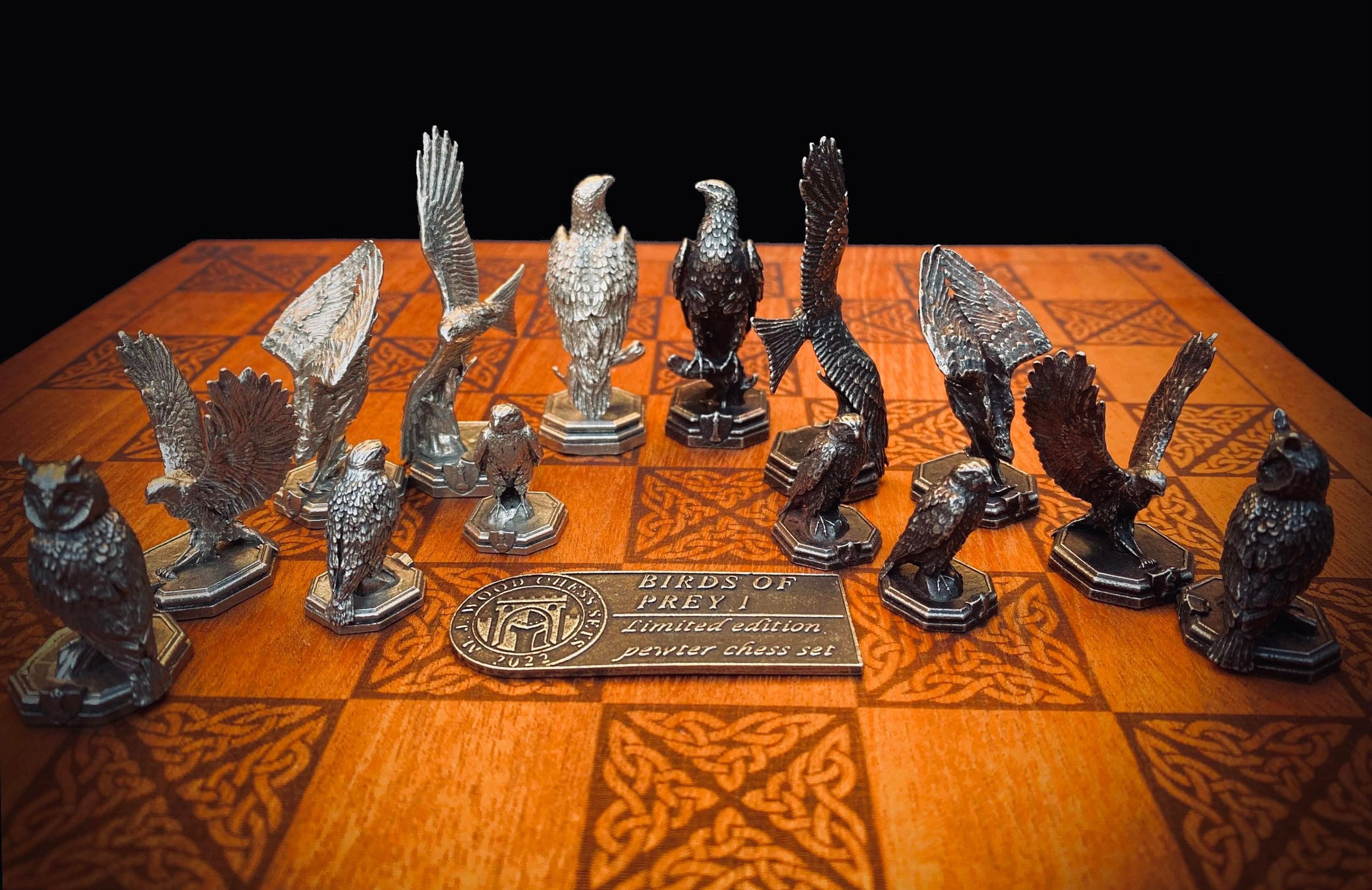 Birds of Prey Pewter Chess Set- Pieces & Presentation Box Only - Etsy UK