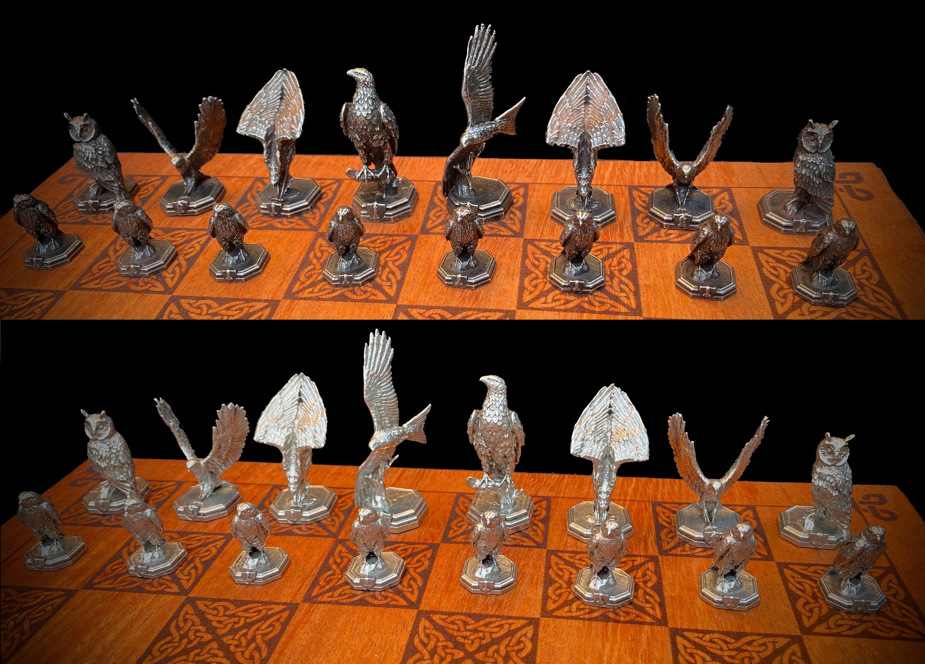 Birds of Prey Pewter Chess Set- Pieces & Presentation Box Only - Etsy UK