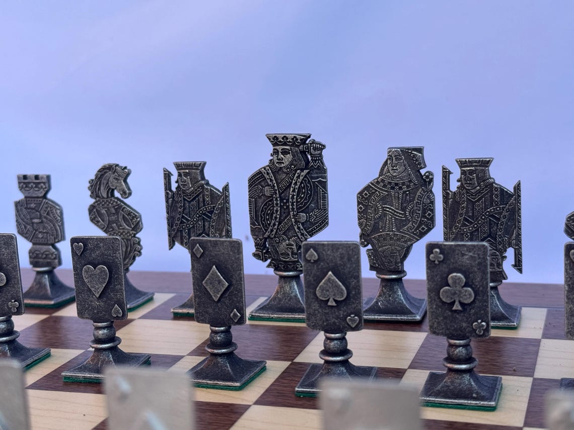 Handmade English Pewter Chessmen: Playing Card Design - Etsy